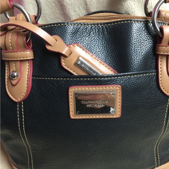 Tignanello | Bags | Tignanello Leather Handbag Black Tan | Poshmark